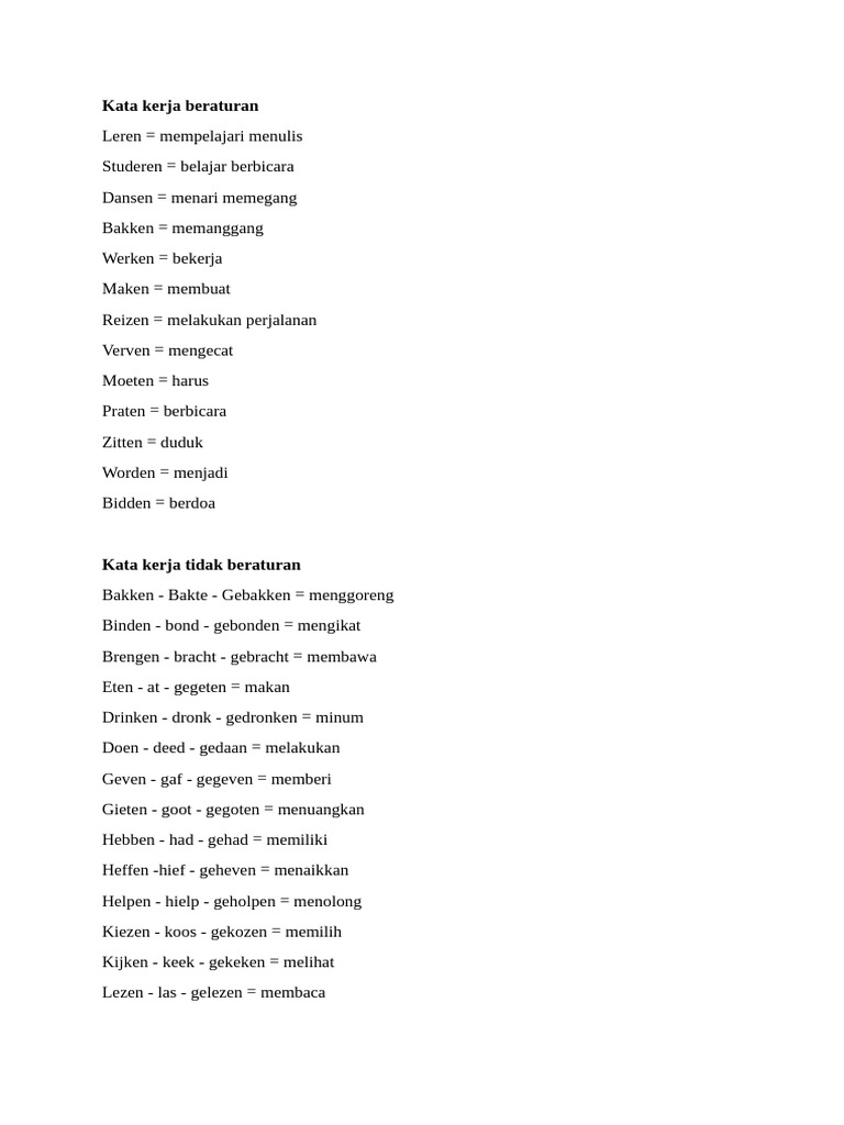Kata Kerja B. Belanda | PDF