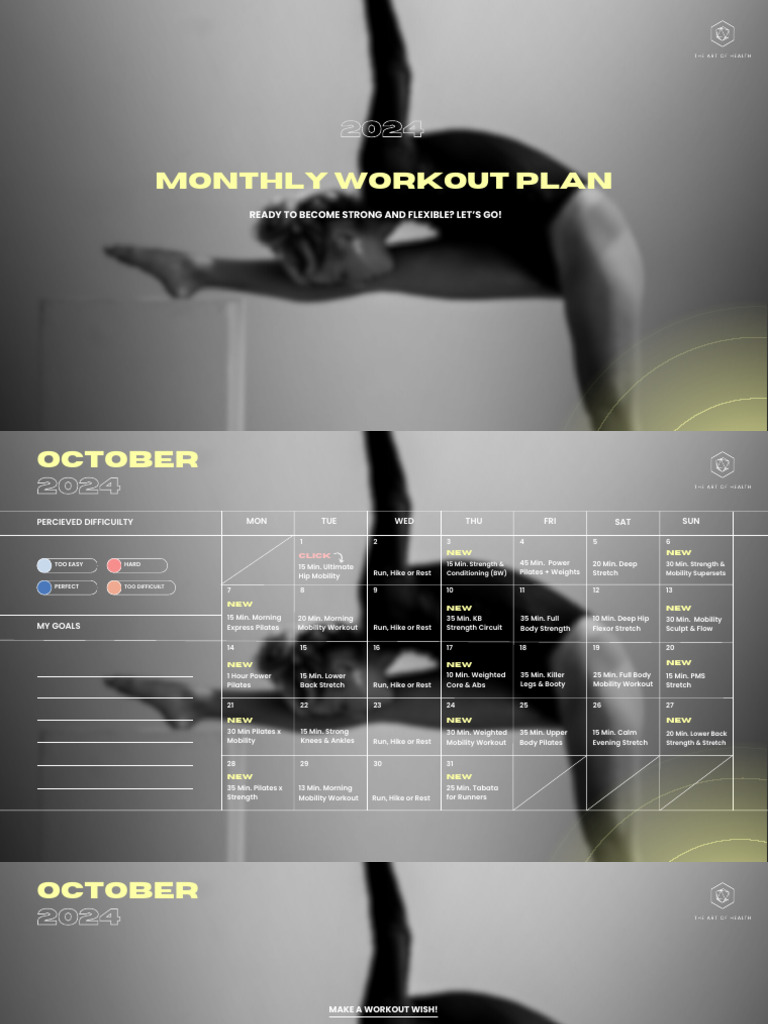 October YouTube Workout Plan - The Art of Health by Marie Steffen | PDF ...