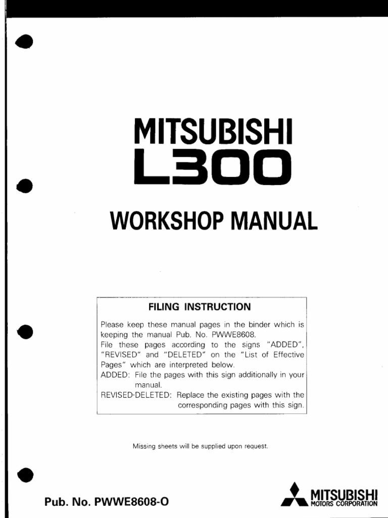 Mitsubishi L300 Workshop Manual | PDF
