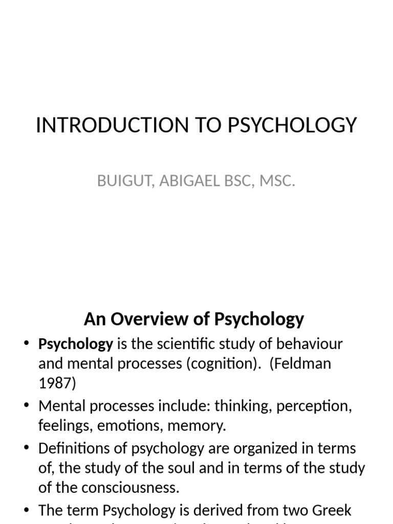 1. Introduction to Psychology | PDF | Psychology | Psychoanalysis
