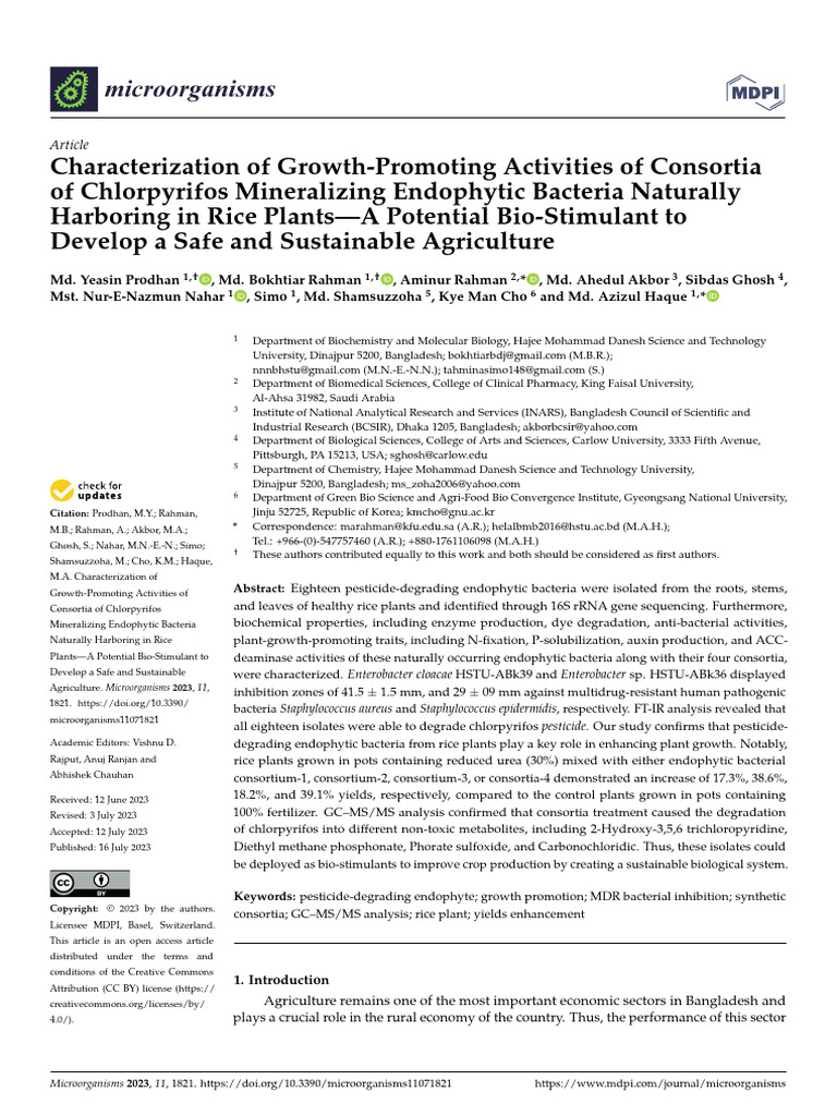 Bio-Stimulant Bacteria for Rice Growth | PDF | Polymerase Chain ...