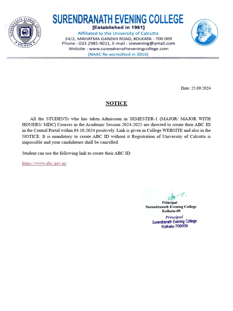 ABC ID Creation Notice | PDF