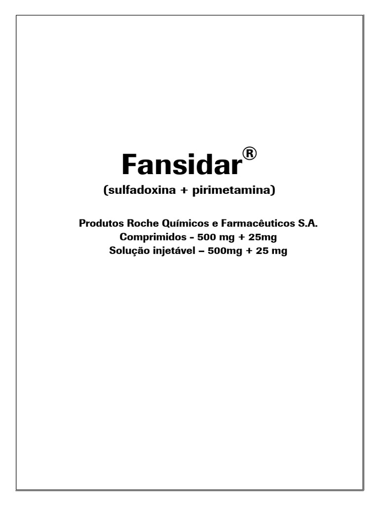 Bula Fansidar Profissional Consulta Remedios | PDF | Gravidez | HIV/AIDS