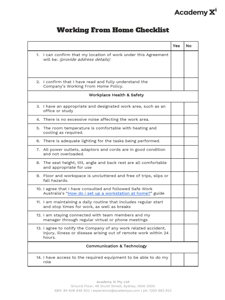 Working From Home Checklist - COVID Updated FINAL | PDF