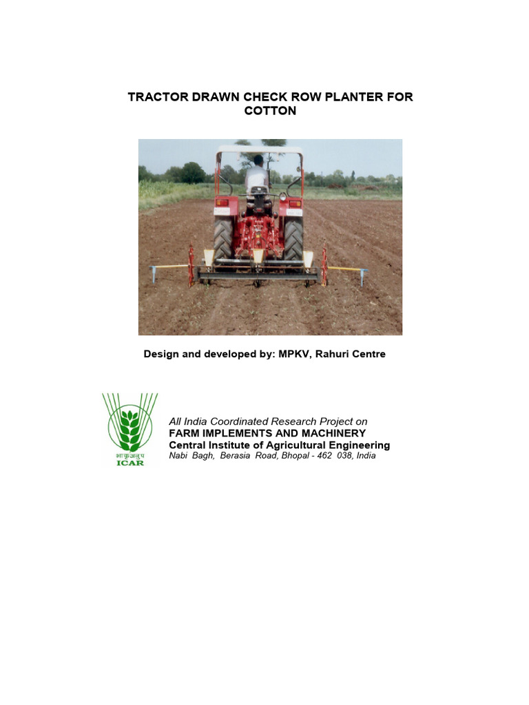 Tractor-Drawn Cotton Check Row Planter | PDF | Plough | Tractor