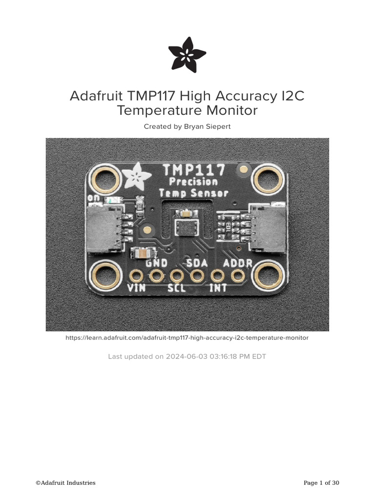 Adafruit tmp117 High Accuracy I2c Temperature Monitor | PDF | Arduino | Computer Engineering