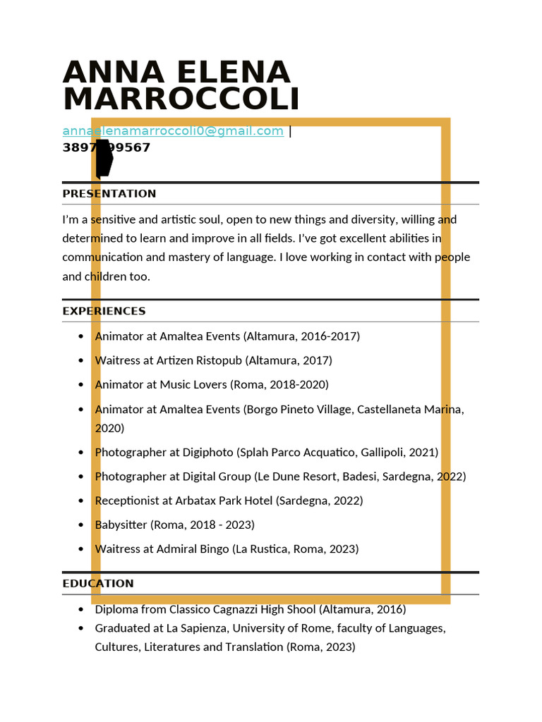 CV Lavoro English | PDF