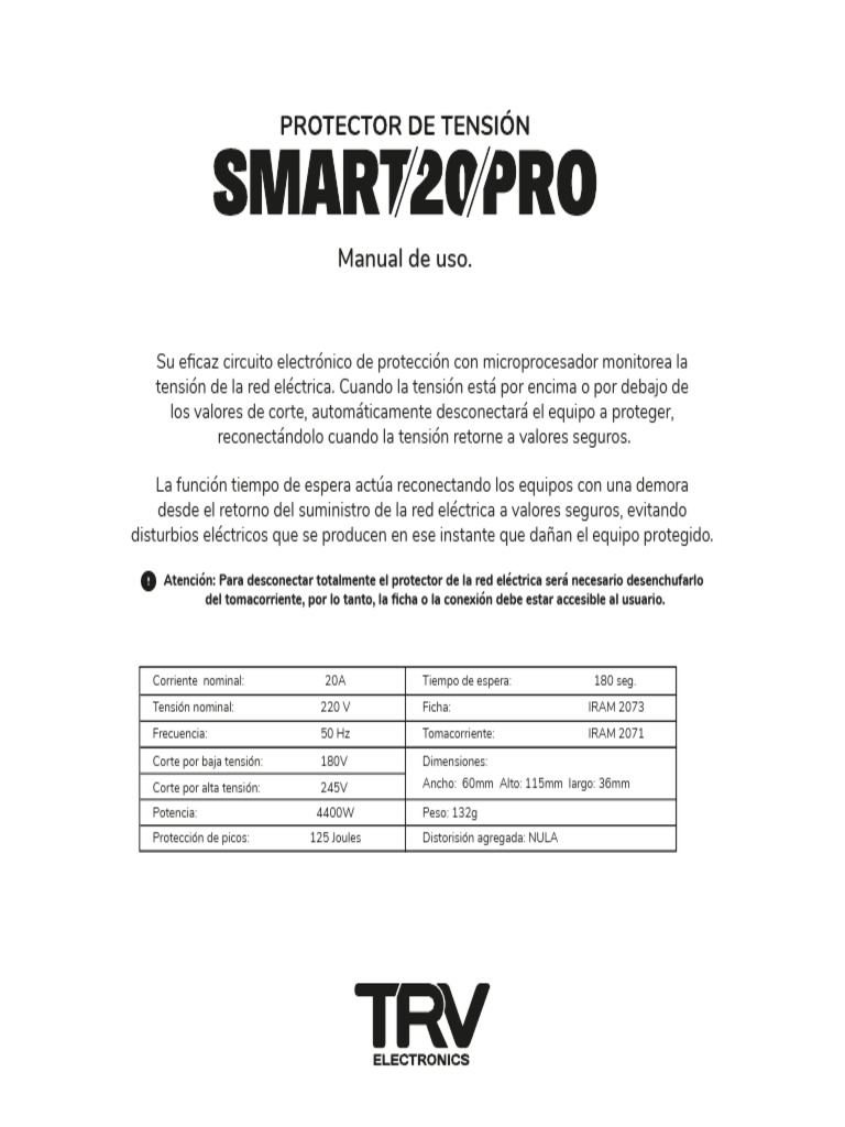 Guía de Uso: Protector de Tensión | PDF | Electricidad de red | voltaje