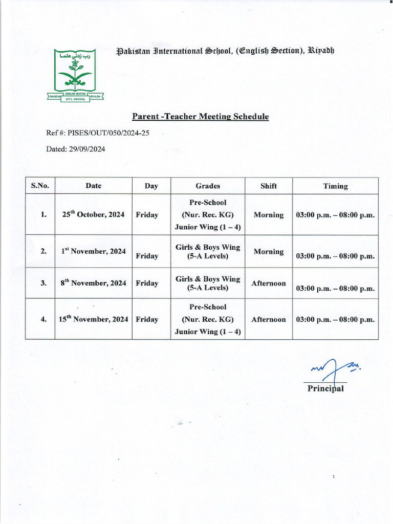 PTM Schedule 2024 | PDF