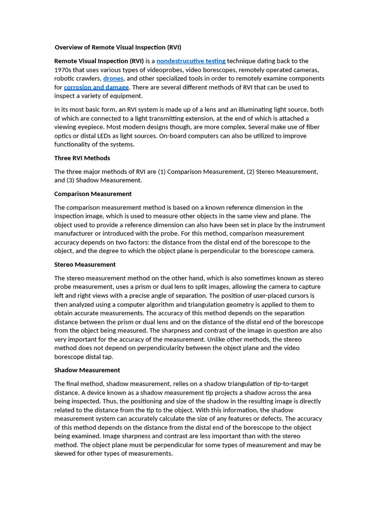 Overview of Remote Visual Inspection | PDF | Optics | Equipment