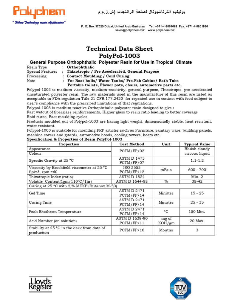 Polychem Tds -1003 | PDF | Water | Materials