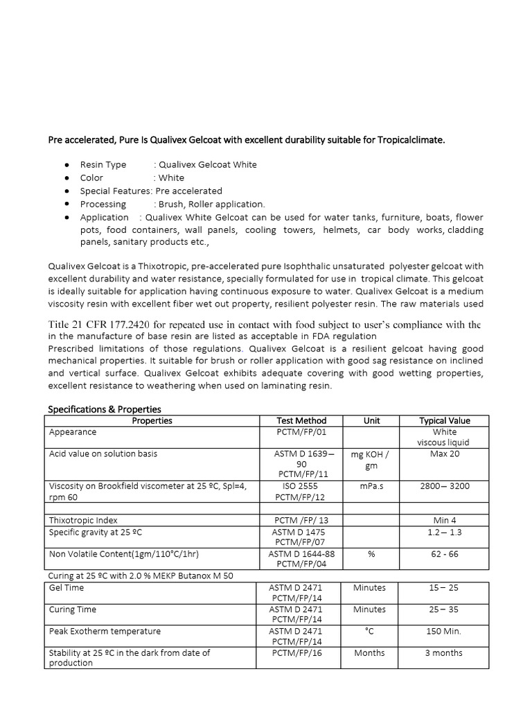Tds Gelcoat Qualivex 1 | PDF | Materials | Building Engineering