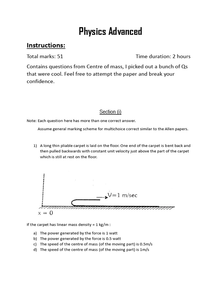 Physics Advanced | PDF | Force | Center Of Mass