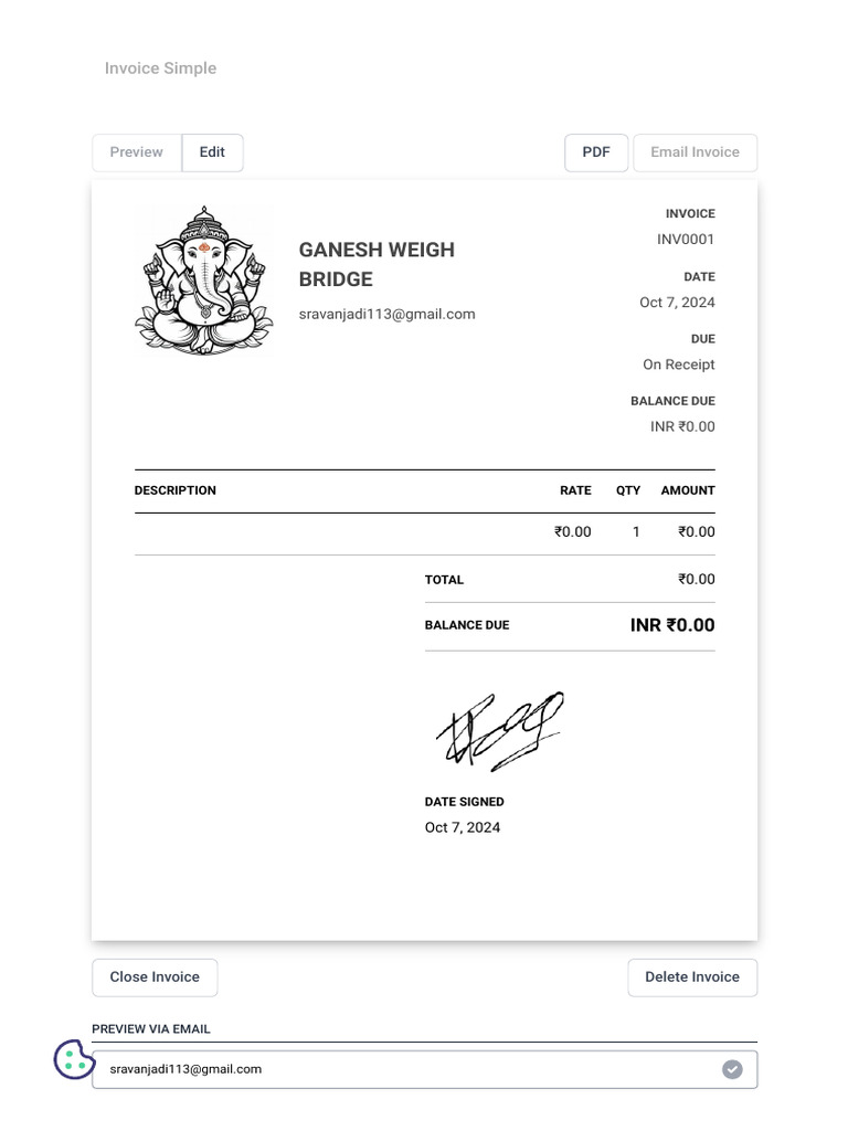 Invoice Simple - Preview Invoice INV0001 - John Doe | PDF