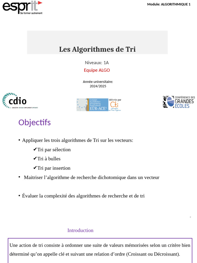 Algorithmes de Tri et Recherche Efficace | PDF | Programmation ...