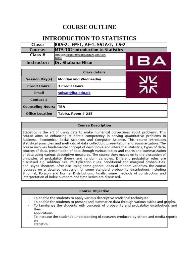 Intro to Statistics for BBA Students | PDF | Probability Distribution ...