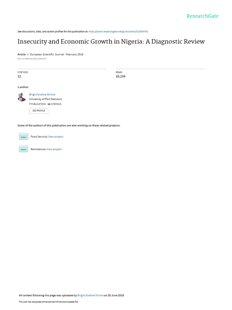 Insecurity and Economic Growth in Nigeria A Diagno | PDF | Nigeria ...