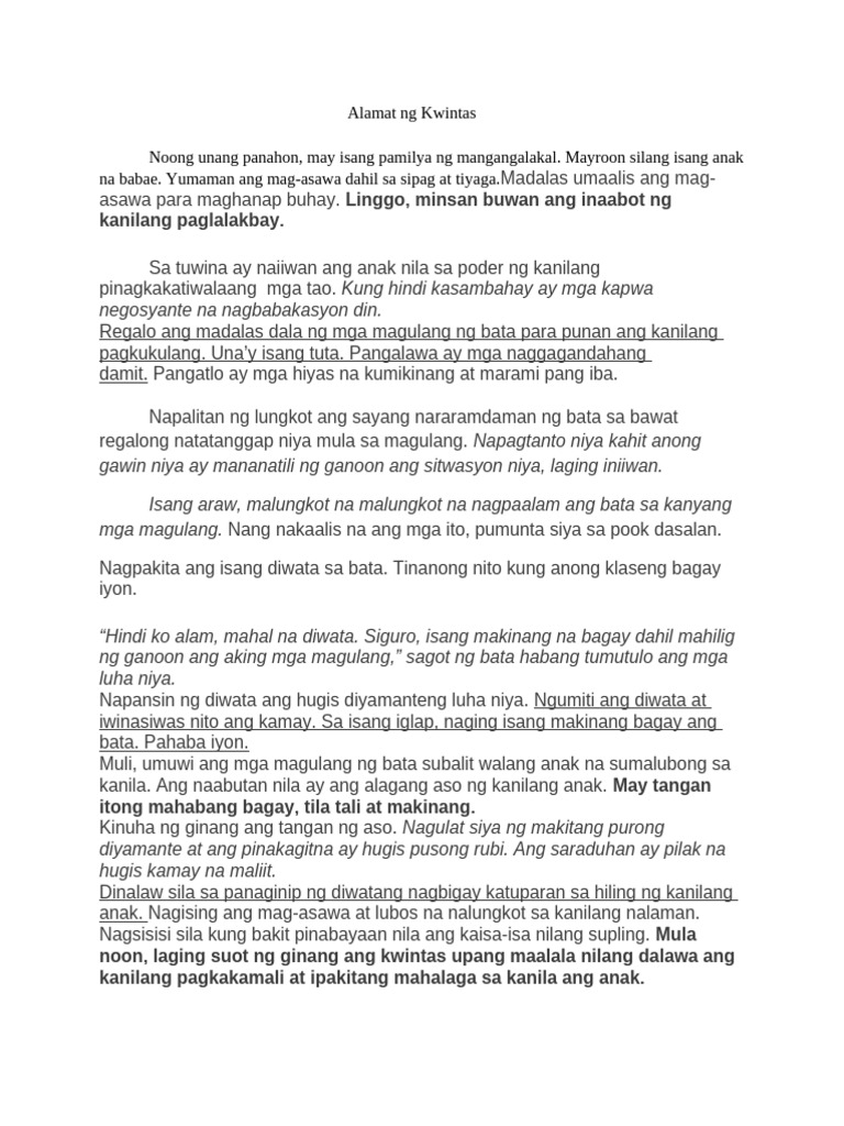 alamat-ng-kwintas (2) creative writing | PDF