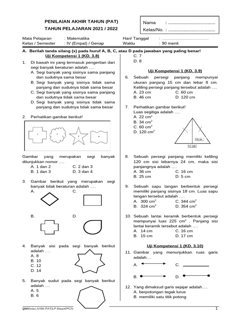 3.naskah Soal Matematika Kelas 4 | PDF | Metode & Bahan Ajar