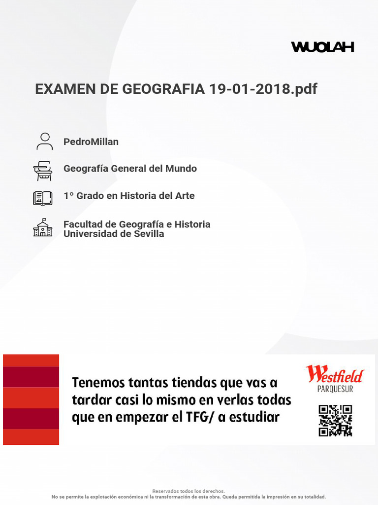 Examen Geografía General 2018 | PDF