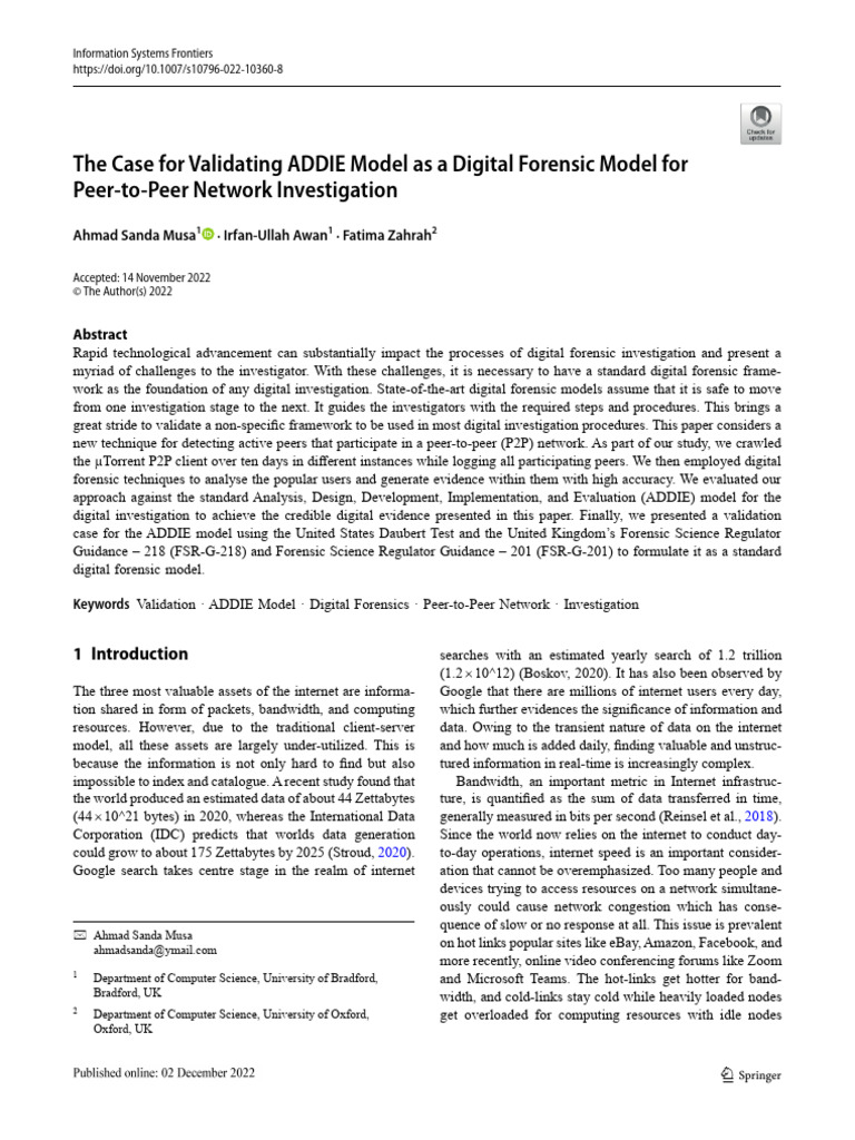 Validating ADDIE for P2P Forensic Models | PDF | Digital Forensics ...