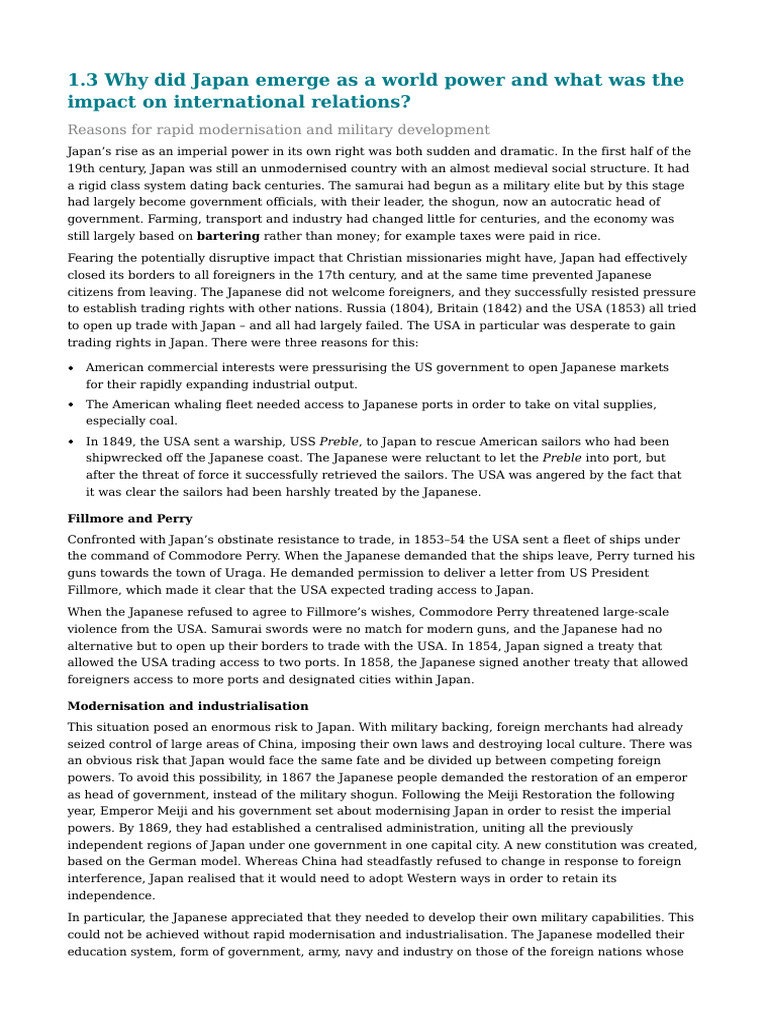 Rise of Japan Reading | PDF | Empire Of Japan | Russo Japanese War