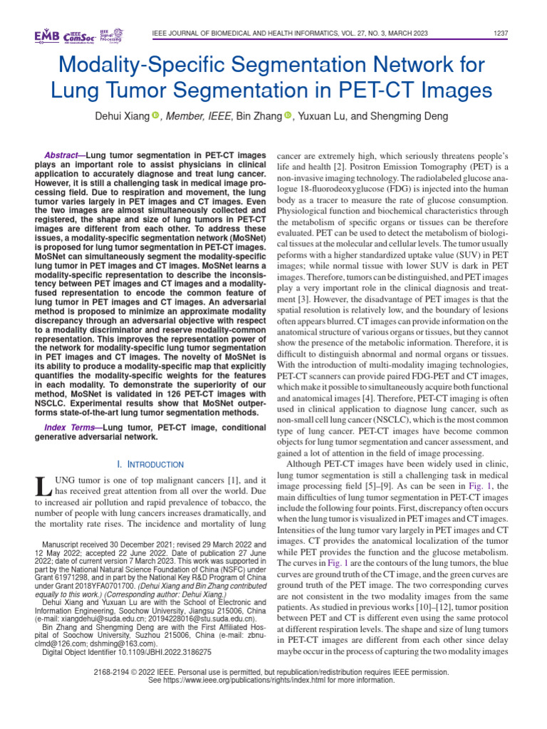 2023 - Modality-Specific Segmentation Network For Lung Tumor ...