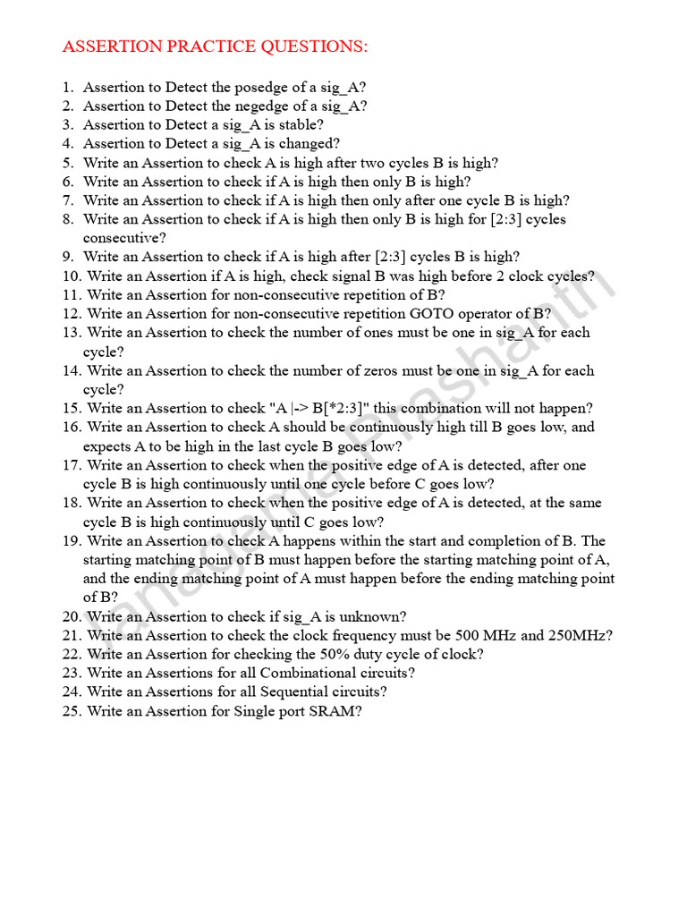 SystemVerilog Assertion Practice Guide | PDF