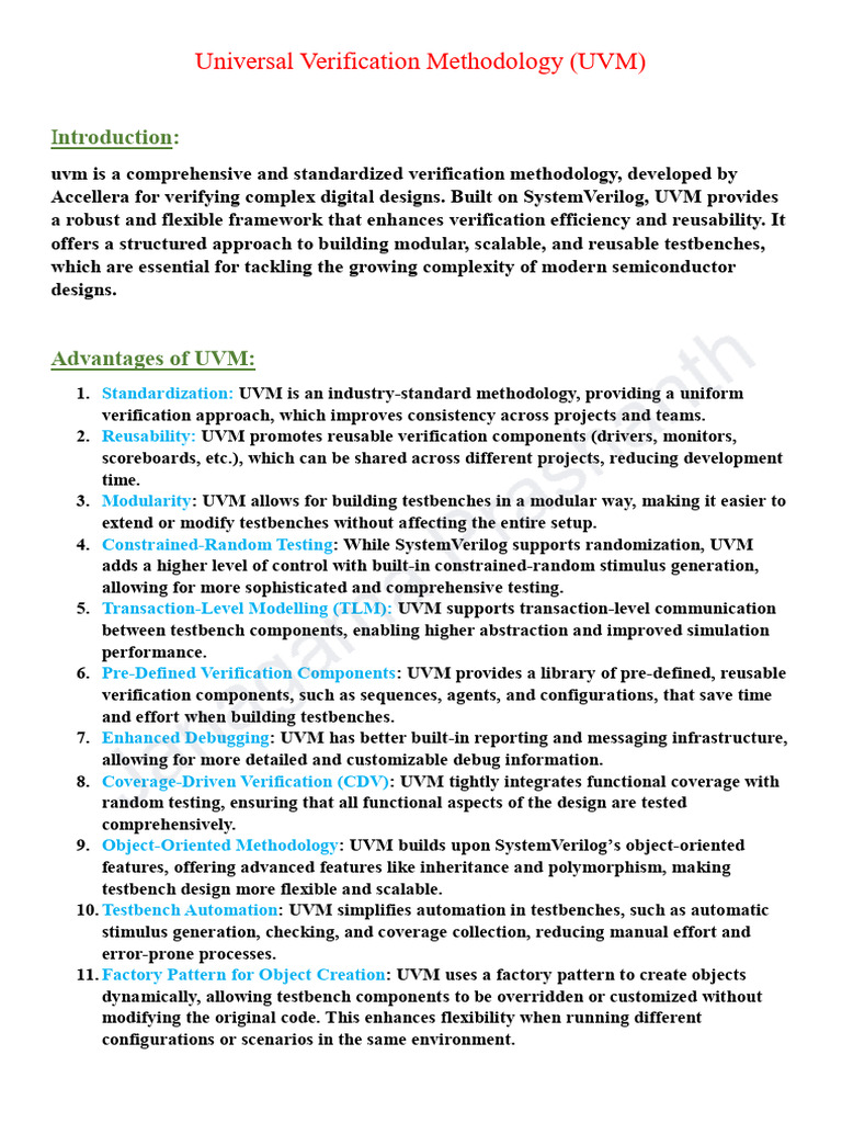 UVM: Streamlined Verification for Engineers | PDF | Formal Verification | Computing