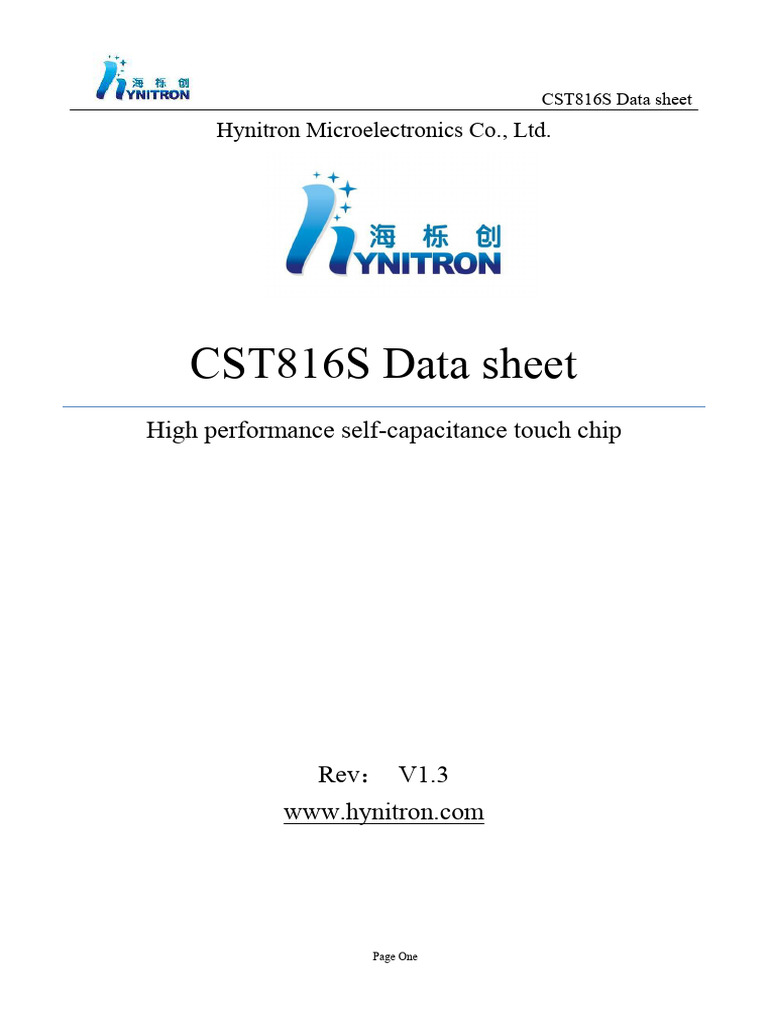 DS-CST816S_DS_V1.3 | PDF | Capacitance | Computer Hardware