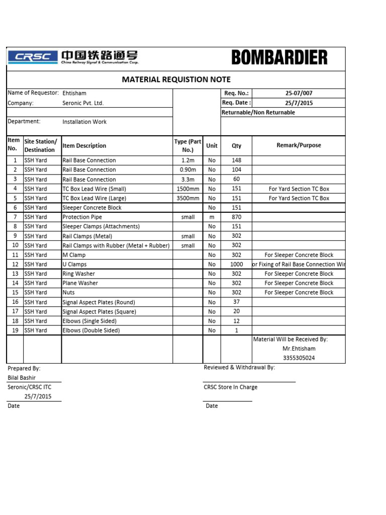 MRN SSH (Lead Wires, Clamps & Pipe) | PDF | Building Engineering | Manufactured Goods