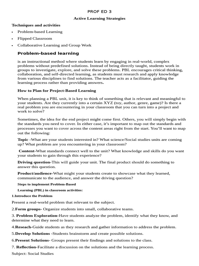 Prof-Ed-3-soft-copy | PDF | Learning | Project Based Learning