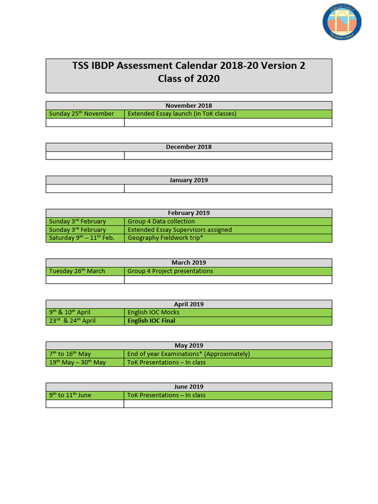 IB Deadlines Class of 2020 Version 2 | PDF | Science