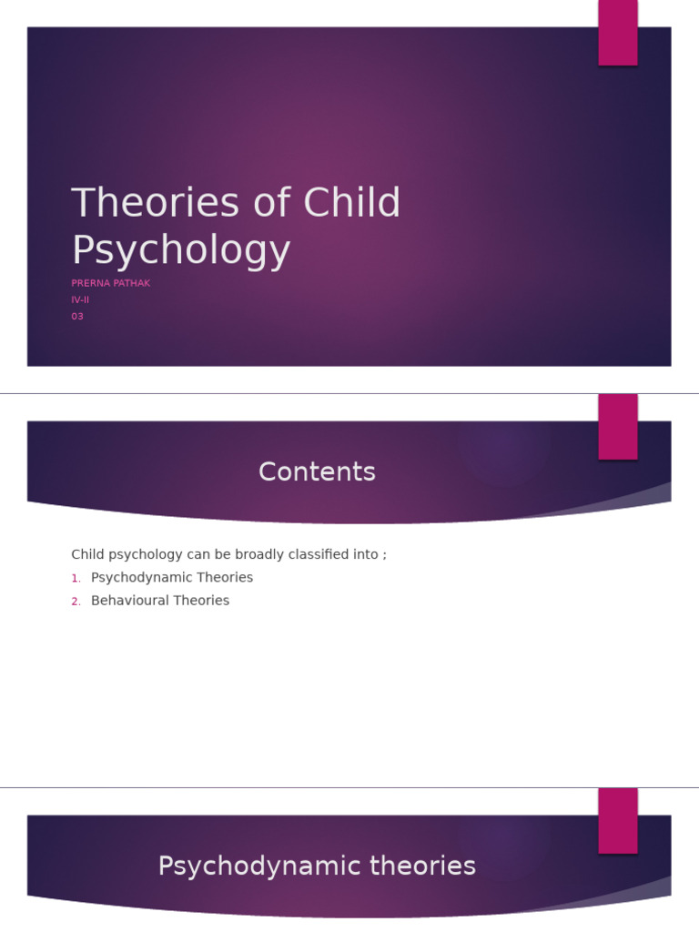 Classification of Child Psychology Theories | PDF | Id | Psychoanalysis