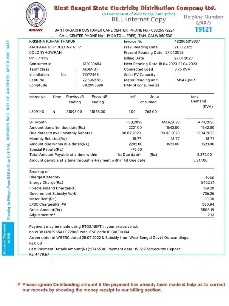electricity bill | PDF