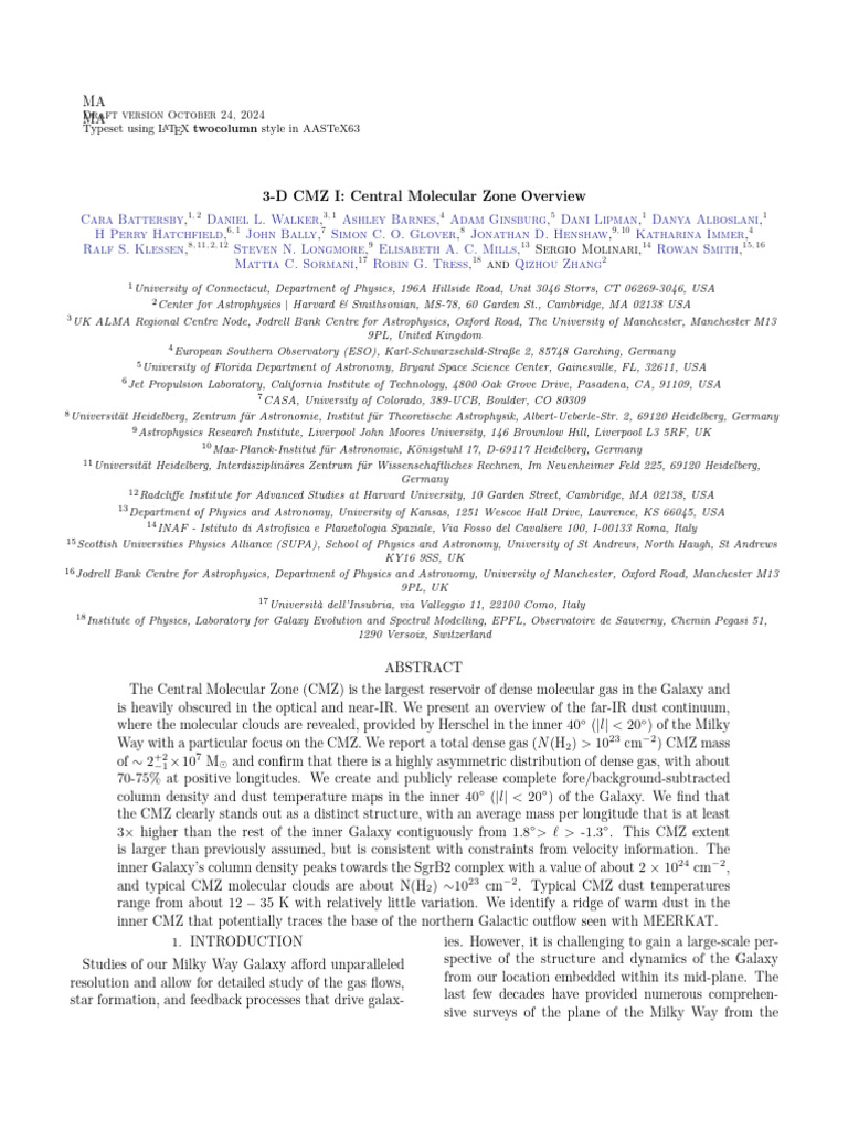 3-D CMZ I: Central Molecular Zone Overview:, ,, ,, ,, ,, ,, ,,, Sergio ...