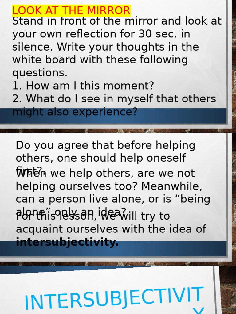 Module 6 Intersubjectivity | PDF | Self | Metaphysics