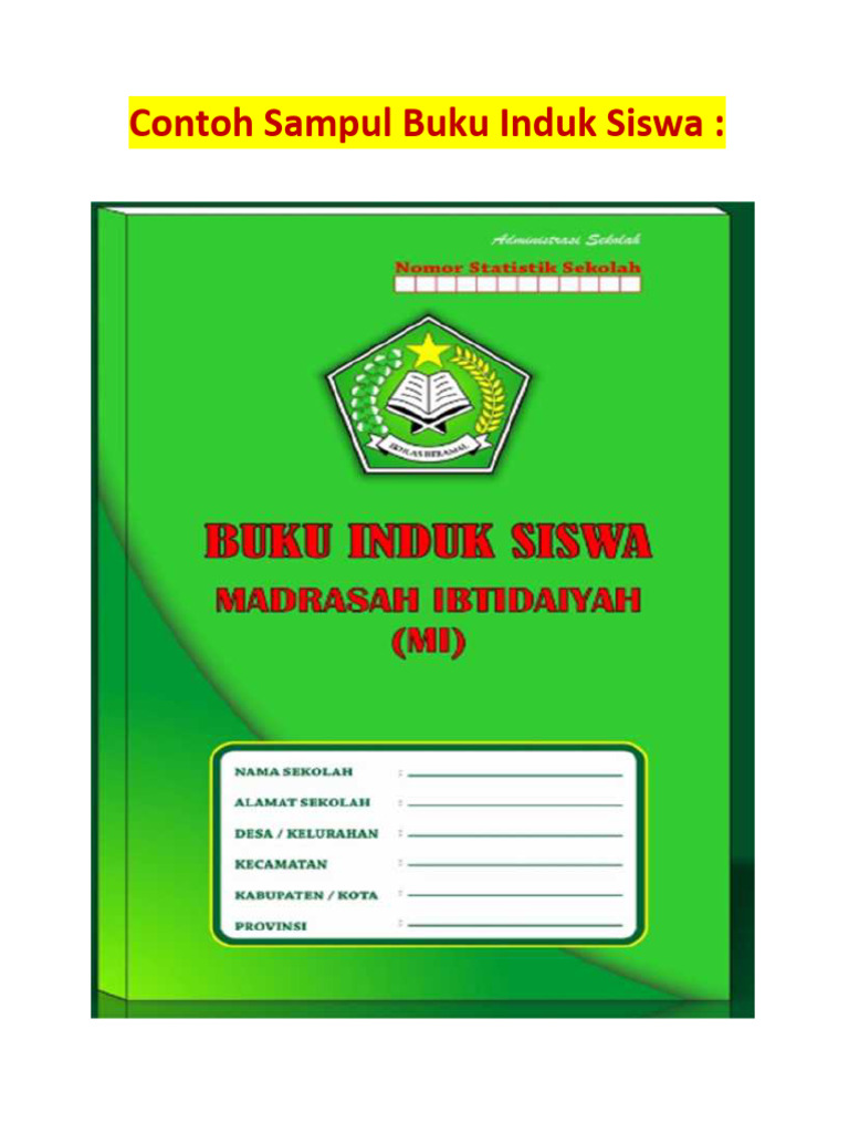 Contoh Sampul Buku Induk Siswa | PDF