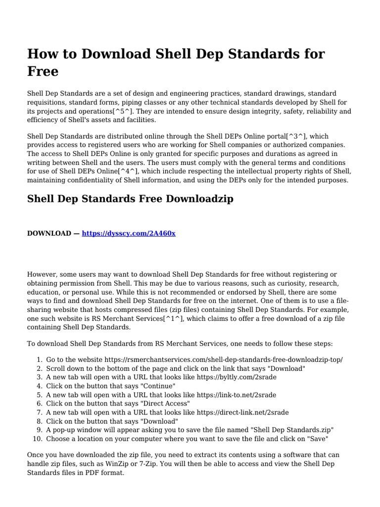 Free Shell Dep Standards Guide | PDF | Zip (File Format) | Computer File