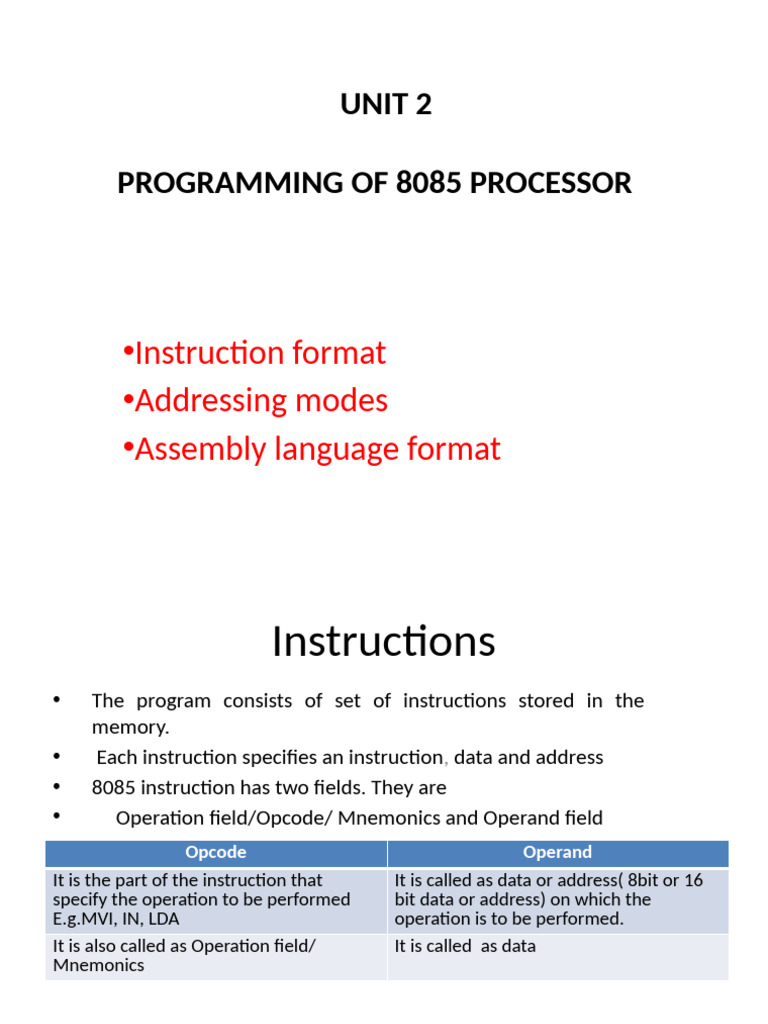 Unit 2 | PDF | Assembly Language | Central Processing Unit