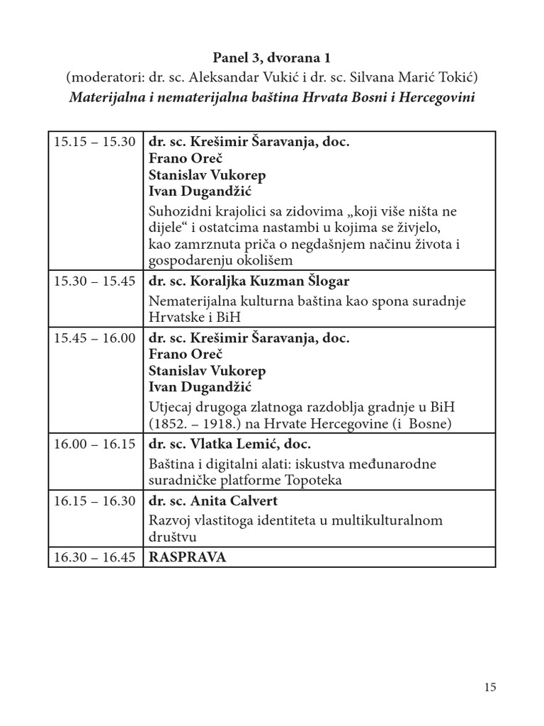 1230690.programska Knjizica Kulturna Bastina I Identitet Hrvata U BiH-15 | PDF