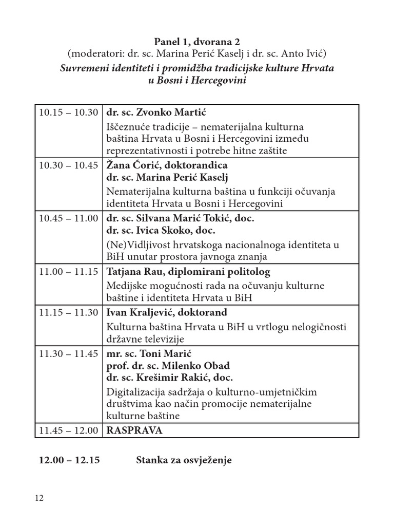 1230690.programska Knjizica Kulturna Bastina I Identitet Hrvata U BiH-12 | PDF