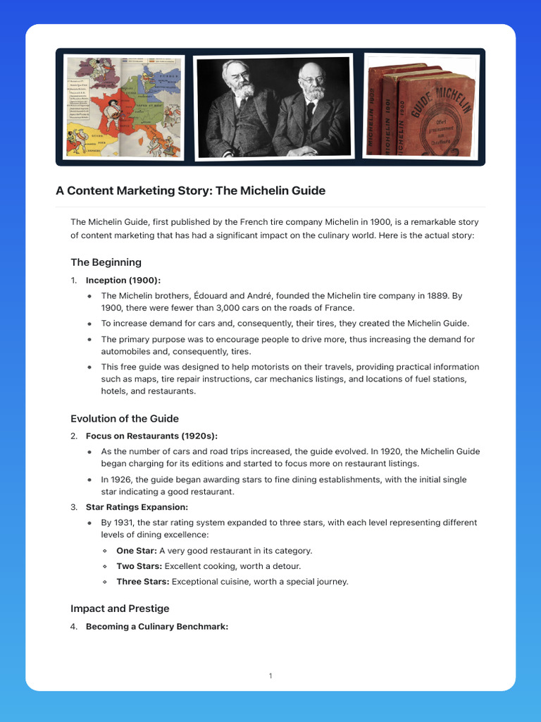Michelin Guide: A Content Marketing Journey | PDF