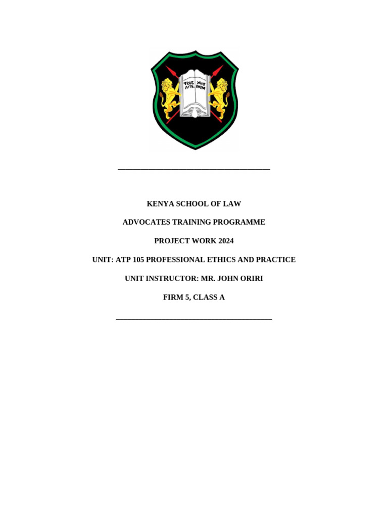 ATP 105 Professional Ethics Project Work - Compiled | PDF | Attorney ...