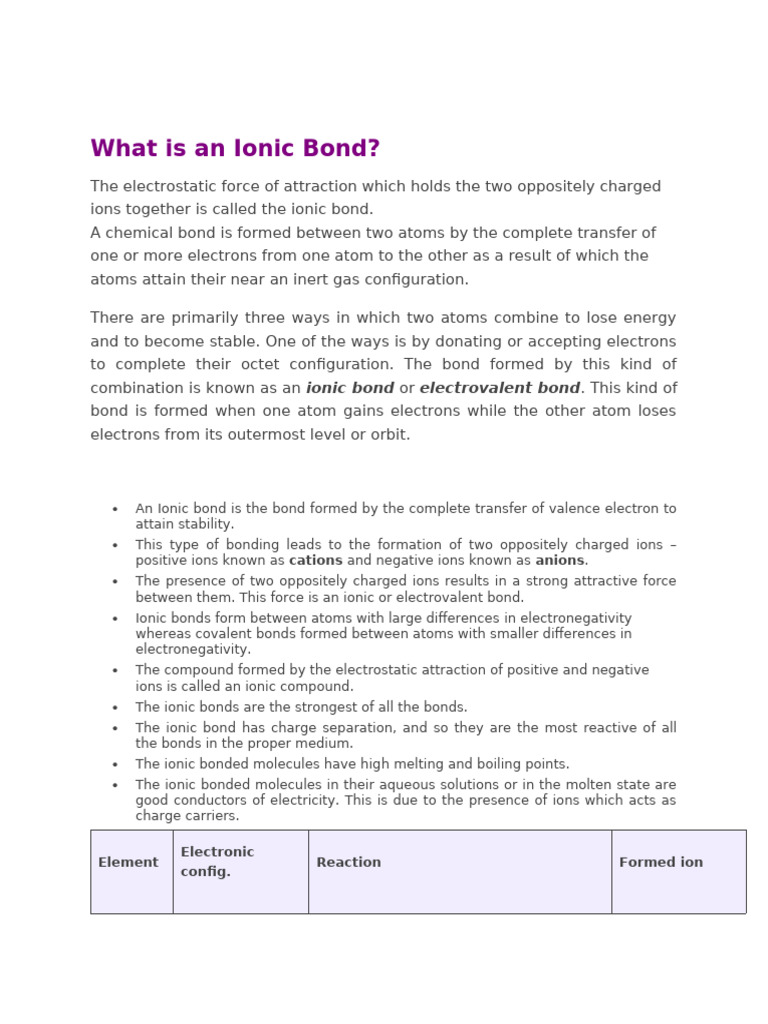 Understanding Ionic Bonds Explained | PDF | Ionic Bonding | Chemical Bond