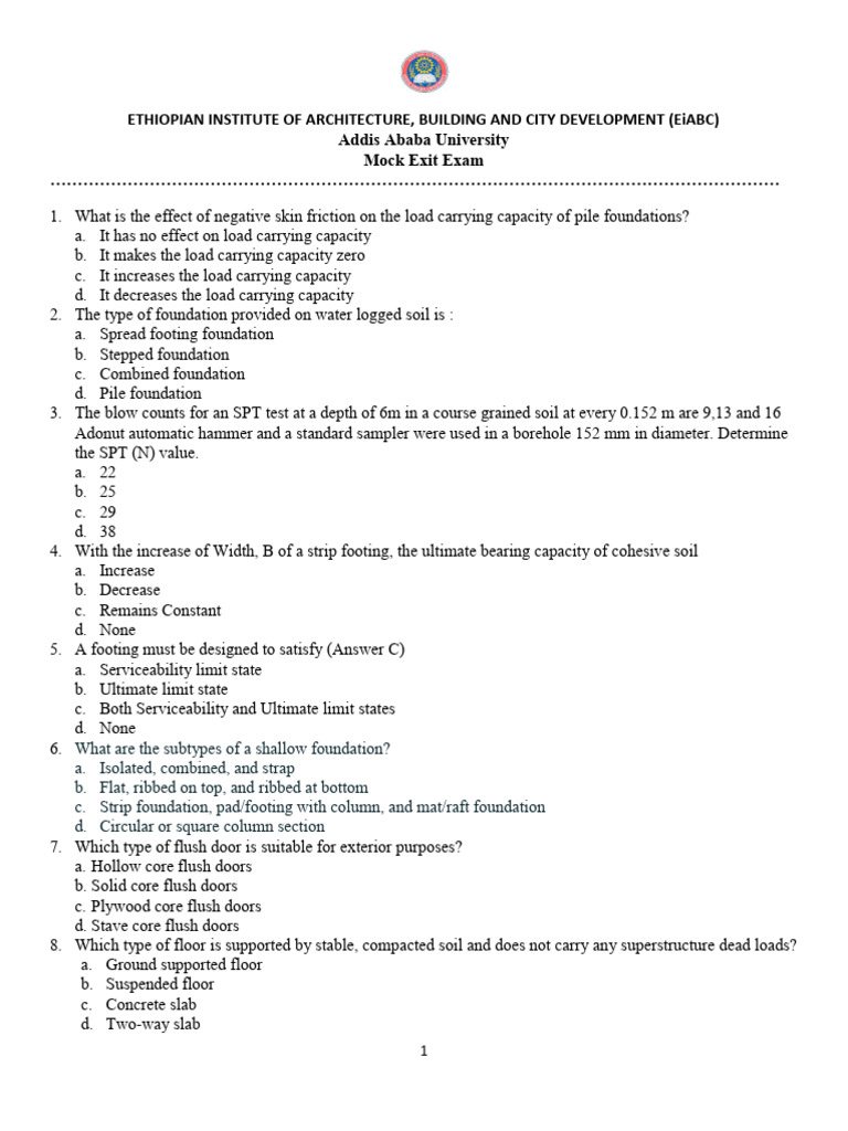 Exit Exam Questions - CoTM - April 2024 | PDF | Concrete | Dam
