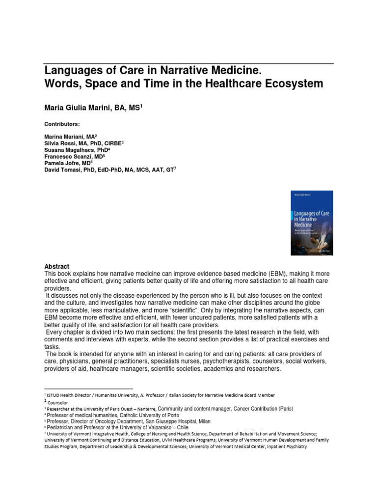 Maria Giulia Marini Languages of Care in | PDF | Health Care | Medicine