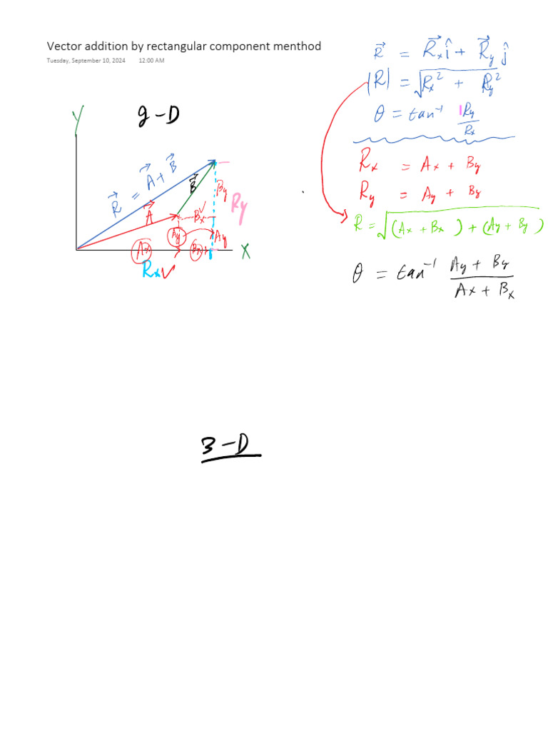Vector Addition by Rectangular Component Menthod | PDF