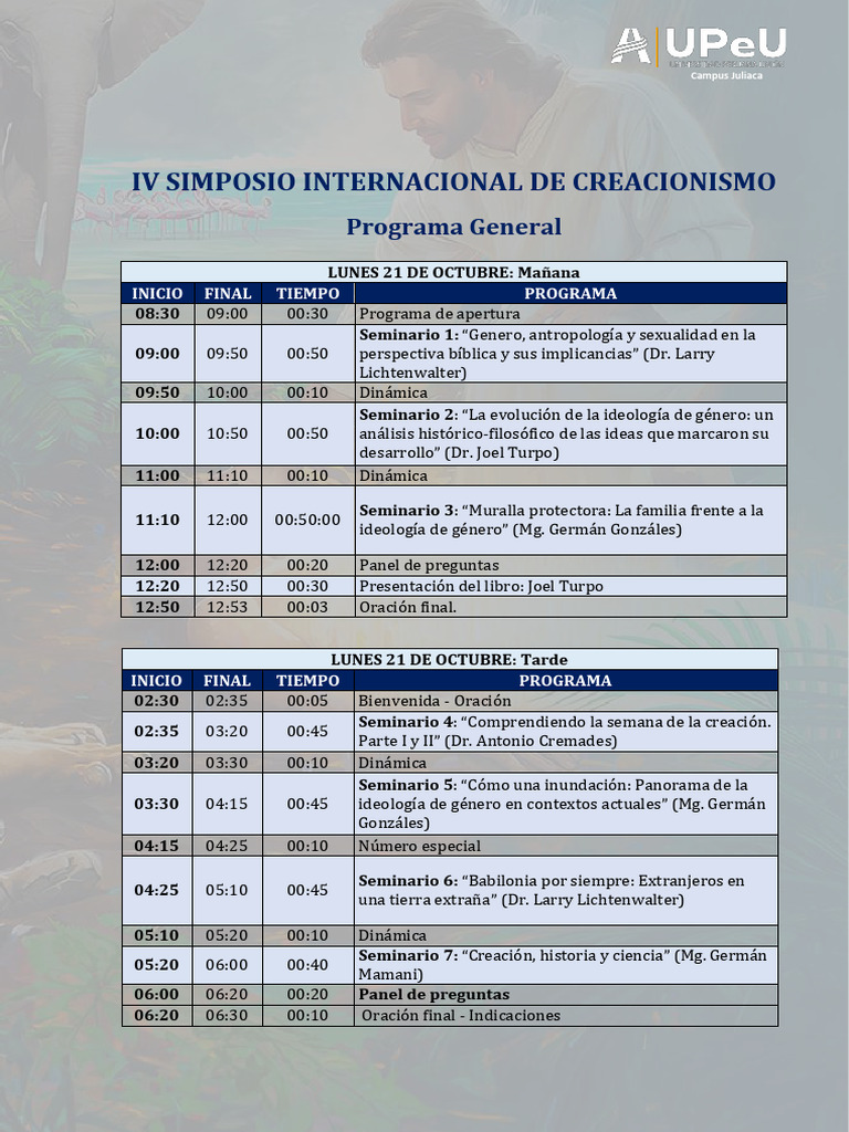 Programa General IV Simposio de Creacionismo 2024 | PDF
