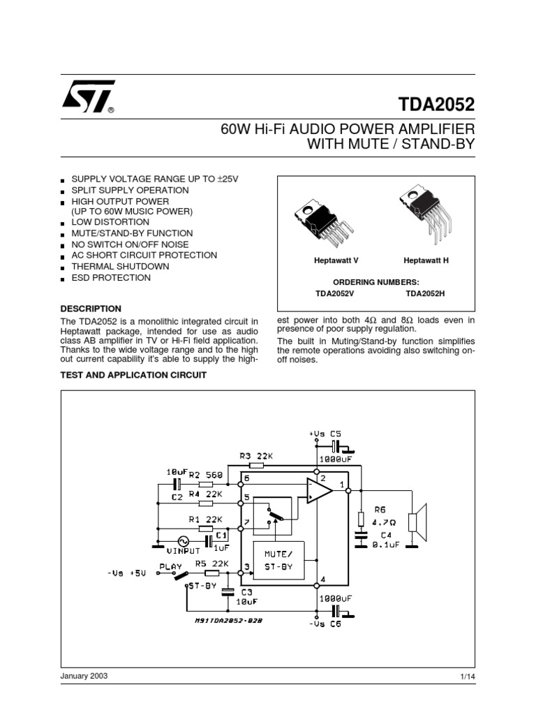 TDA2052 Datasheet | PDF